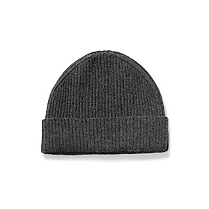 Fishers Finery Men's 100% Cashmere Winter Hat; Cuffed; Ribbed (Charcoal)