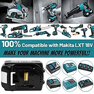 TenHutt 【Upgrade Current Protection】 6.0Ah 18V Lithium-Ion Replacement Battery for Makita 18V LXT Battery Compatible with BL1830 BL1840 BL1850 BL1860 BL1815 BL1860B Cordless Power Tools