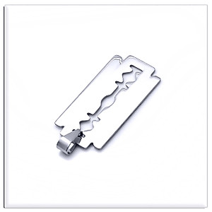 Xusamss Hip Hop Titanium Steel Blade Model Dog Tag Pendant Razor Necklace,24" Chain