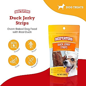 Beefeaters Duck Jerky Strips Dog Treat, 1.58oz, Case of 12, Brown