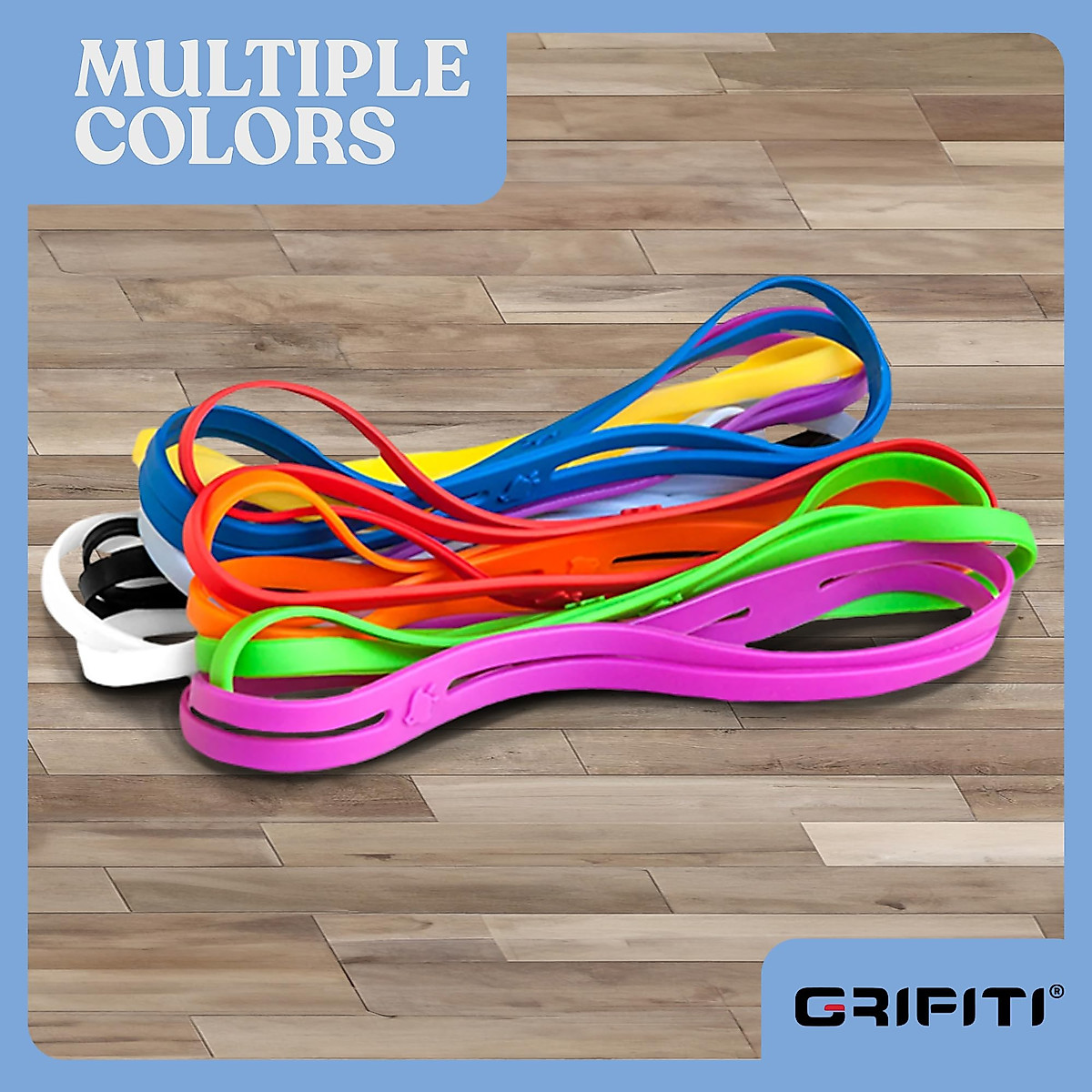 GRIFITI Band Joes X Cross Style 12" Assorted Color 10 Pack Big Strong Elastic Rubberbands Pressure Cooking, Office, Puzzles, Board Games Heat Cold UV Large Colorful Heavy Giant Silicone Rubber Bands
