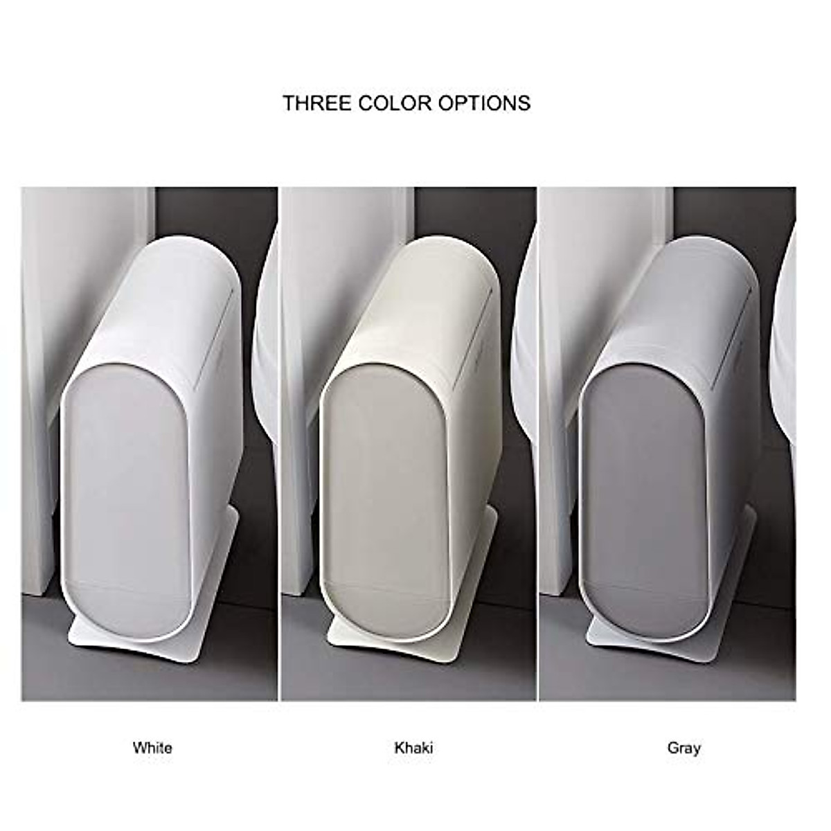 Modern Simple Design Bathroom Garbage Can Container with Lid and Plastics Bag Storage Dispenser Elegant Hygienic Wastebasket | Home Office Bedroom Kitchen Trash Bin Diaper Pail | Grey | 7L/1.8 Gal