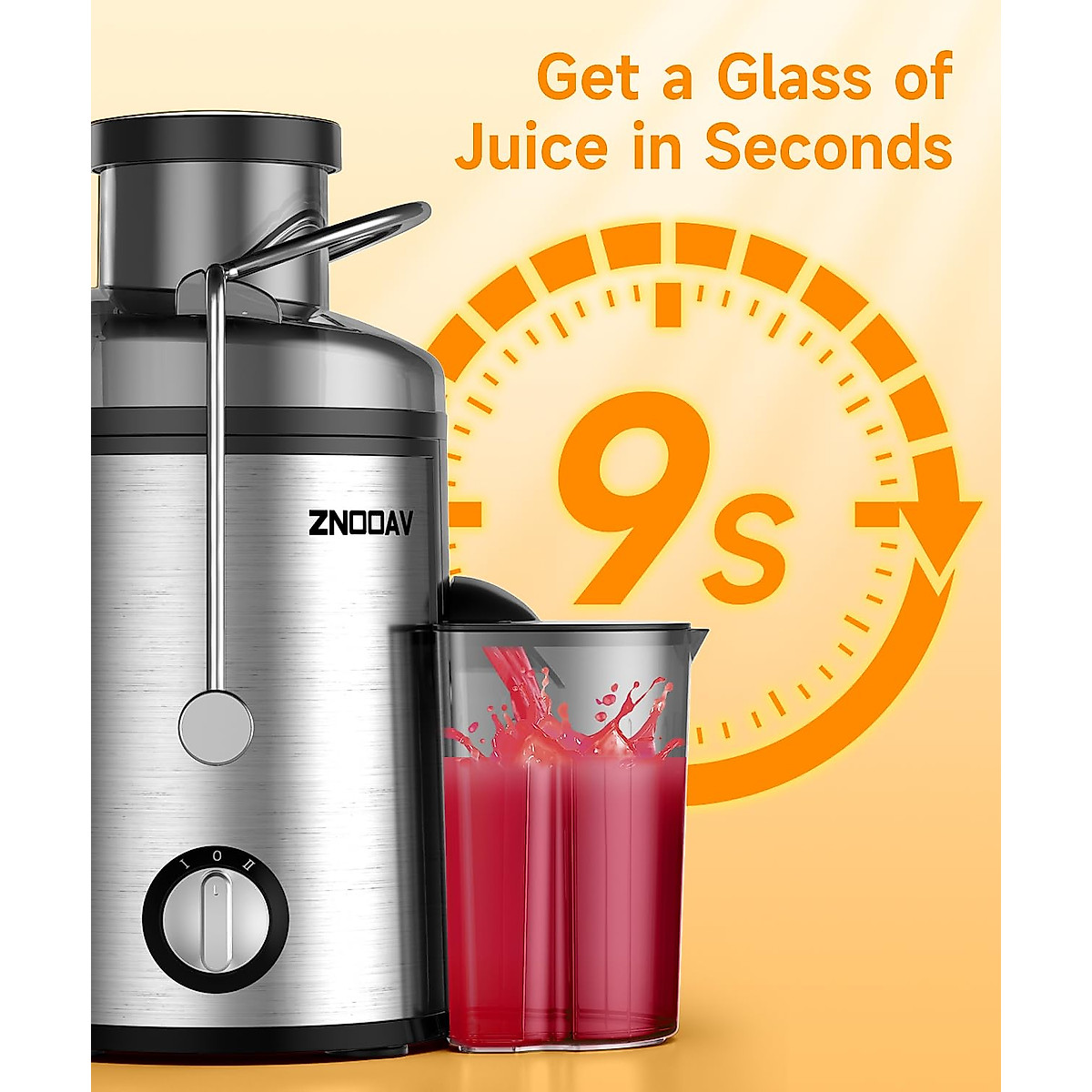 Juicer, 600W Juicer Machine with 3 Inch Wide Chute for Whole Fruits, High Yield Juice Extractor with 3 Speeds, Easy to Clean with Cleaning Brush, Compact Centrifugal Juicer Anti-drip