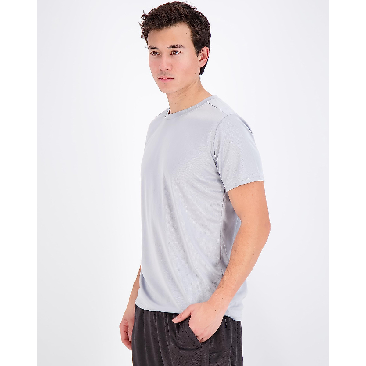 5 Pack:Men’s Mesh Active Wear T-Shirt Essentials Performance Workout Gym Training Quick Dry Fit Dri Tech Breathable Short Sleeve Crew Under Shirt Athletic Sport Running Top Exercise SPF- Set 5 L