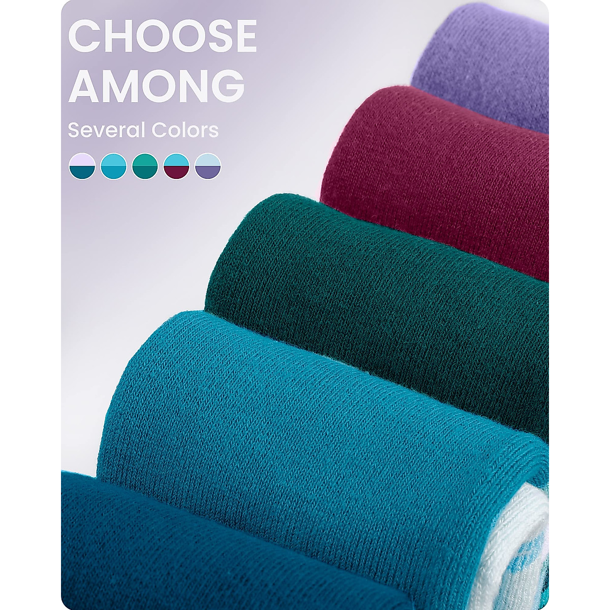 OutdoorMaster Ski Socks, 2-Pair Pack Skiing and Snowboarding Thermal Socks for Women with Over the Calf Design w/Non-Slip Cuff, Mountain Patterns - Lavender, Medium