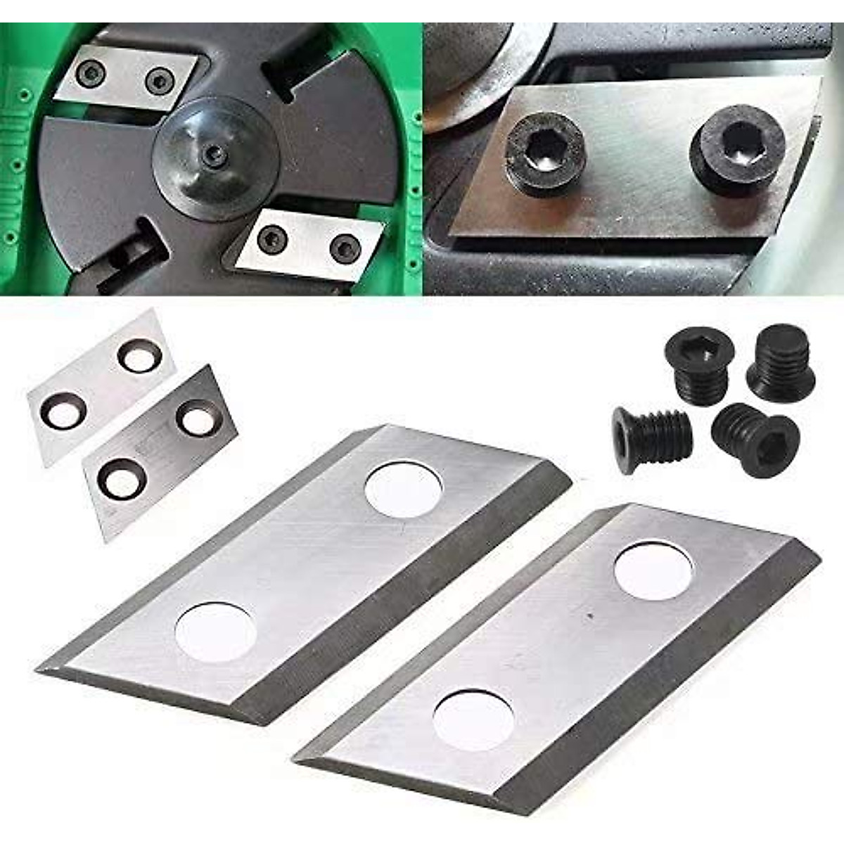 Jwn 2pcs Garden Shredder Chipper Blades Cutters with 4 Screws Nuts Kit 2 Hole Metal Garden Tools Set