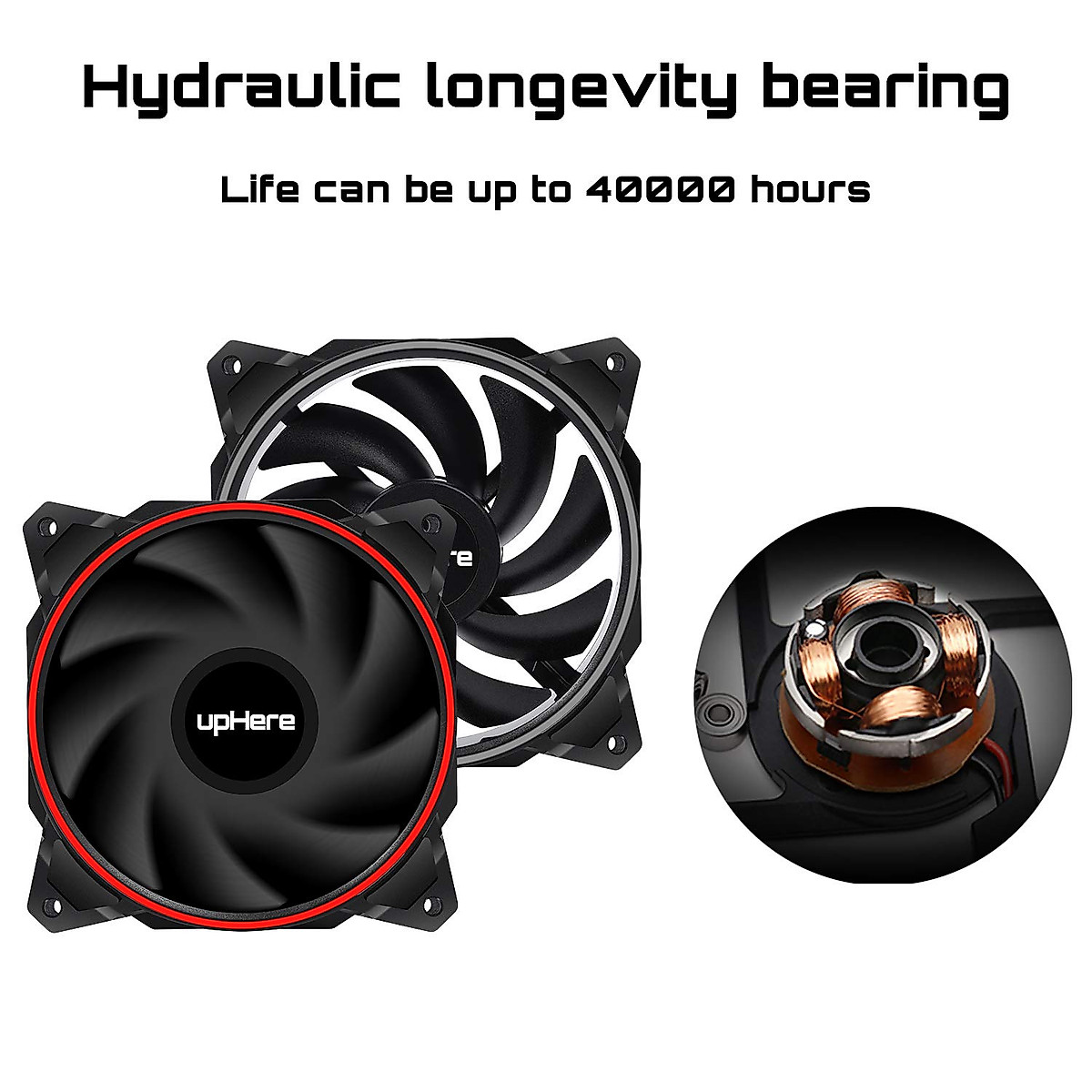 upHere Long Life 120mmQuiet Edition Red LED Case Fan for PC Cases, CPU Coolers, and Radiators 3-Pack,EN12RD3