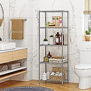 Petiture Storage Shelves, 5 Tier Kitchen Shelving Unit, Wire Shelving Rack, Metal Kitchen Shelves, Pantry Rack for Kitchen, Storage Racks for Pantry, Pantry Organization and Storage Shelving