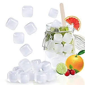 Tngan Reusable Ice Cube, 65 Pack Reusable Ice Cubes for Drinks, Washable Non-Melting Plastic Ice Cubes BPA Free, Refreezable Ice Cubes for Whiskey, Cocktails, Wine, Coffee (Transparent)