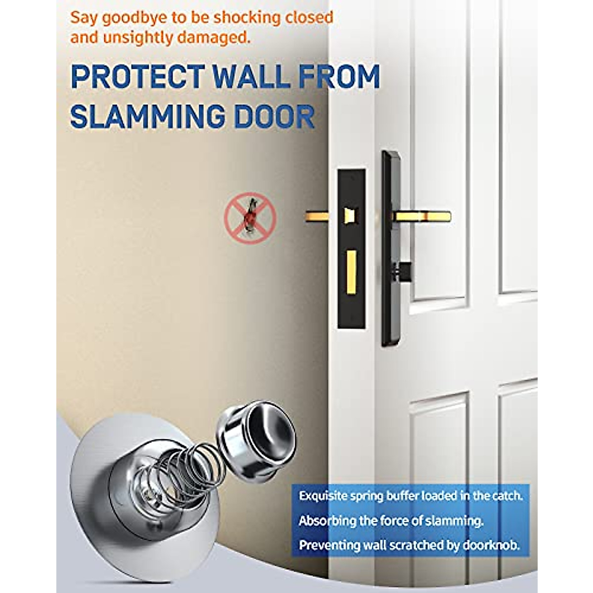 Door Stopper,Magnetic Door Stop,EUHOME 1 Pack Stainless Steel 201 Door Catch Holder,Magnetic Door Stopper,No Drill Doorstop with 3m Self Adhesive Tape,Screws for Wall & Floor Mount,Hold Door Open