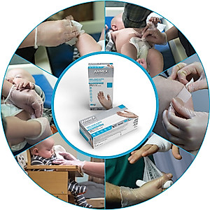 AMMEX Clear Vinyl Disposable Exam/Medical Gloves, 3 Mil, Latex/Powder-Free, Food-Safe, Smooth, Non-Sterile, Medium Box of 100