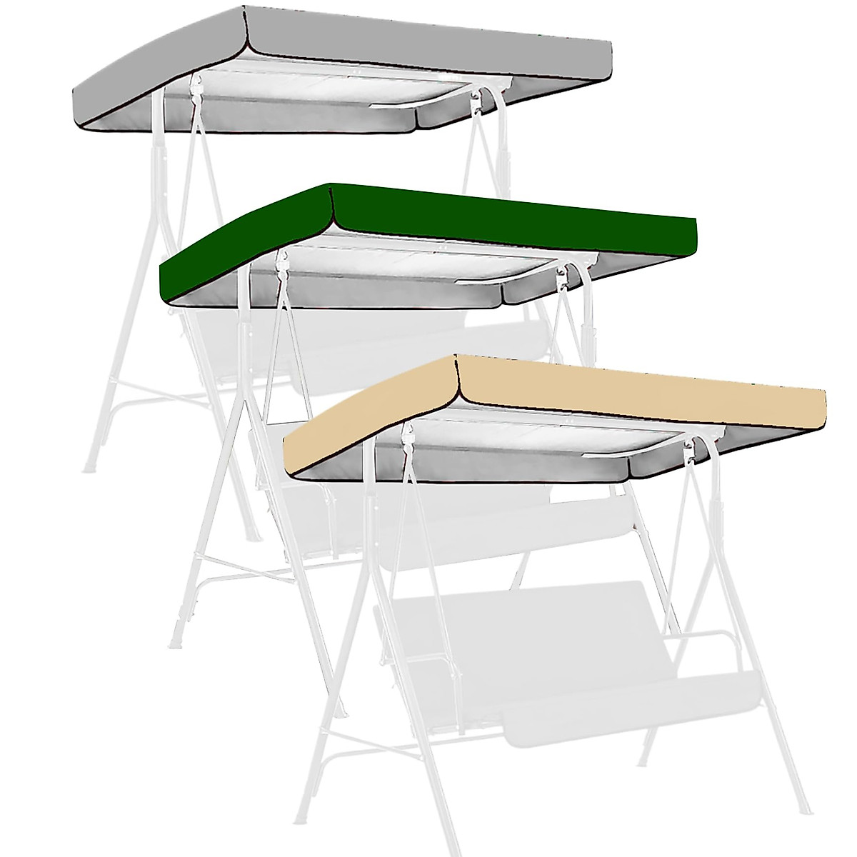 Swing Canopy Replacement, 75x47 Waterproof Swing Cover Replacement, Sunproof Outdoor Swing Cover for Garden Swing Chair Patio Hammock Grey Swing Cover Replacement Swing Cover Swing Seat Replacement