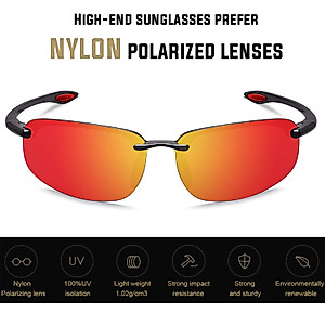 JULI Eyewear Nylon Polarized Sunglasses for Men Women Driving Fishing Baseball Driving (Nylon Polarized Black/Red)
