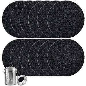 12-Pack 7.25" Compost Bin Odor Absorbing Filters, Activated Charcoal Deodorizer for Kitchen Trash Cans, Compost Buckets, Countertops and Recycle Bins