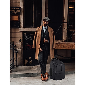 Rolling Backpack,Water Resistant Wheeled Travel Backpack,Laptop Backpack for Women Men,Carry on Luggage Backpack Fit 15.6 inch Notebook,Trolley Suitcase Business Bag College Student Computer Bag,Black