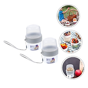 Anneome 2sets Portable Double Layer Breakfast Yogurt and Cereal Storage Containers Sealing Food Storage Box for Overnight Oatmeal Go Meals and Snacks