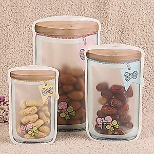 Enkrio 20 Pieces Reusable Mason Jar Zipper Bags, Refrigerator Organizer Stand-up Airtight Seal Saver Bags for Seeds Candy Biscuits Spices (20Large)