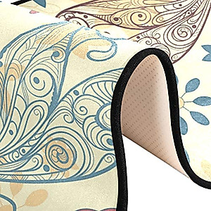 Dragonflies and Flowers Kitchen Rugs Non-Slip Soft Doormats Bath Carpet Floor Runner Area Rugs for Home Dining Living Room Bedroom 72" X 24"