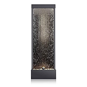 Alpine Corporation MLT102 Mirror Waterfall Fountain with Stones and Light, 72 Inch Tall, Silver