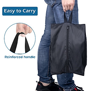 MISSLO Portable Nylon Travel Shoe Bags with Zipper Closure (Pack 4, Black)