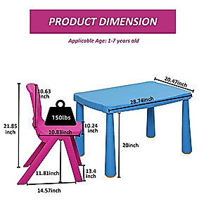 Domi Kids Table and Chair Set,Kids Lightweight Plastic Table and 4 Chairs Set for Reading,Preschool,Drawing,Toddler,Playroom(Enlarge Size