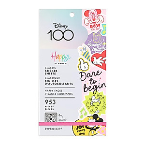 Happy Planner Disney Sticker Pack, Easy-Peel Multicolor Stickers for Journals, Planners, and Calendars, Scrapbook Accessories, Happy Faces Theme, 30 Sheets, 953 Stickers Total
