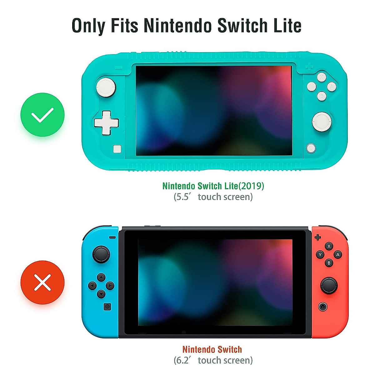 Teyomi Protective Case Compatible with Nintendo Switch Lite, Silicone Protective Cover for Nintendo Switch Lite with Tempered Glass Screen Protector, 4 Pcs Thumb Grips & 2 Game Cartridges(Light Blue)