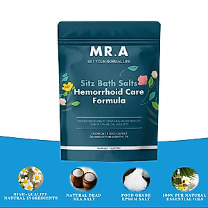 Sitz Bath for Hemorrhoids,Premium Grade 23 Ingredients, Advanced Hemorrhoid Treatment Formula Epsom Salt Dead Sea Salt Essential Oils, Sitz Bath Salts for Hemorrhoids Toilet Seat Bathtug 11.6 oz