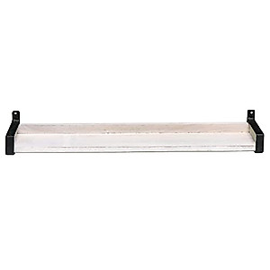 InPlace Shelving, 9602114E, Wall Mounted Real Wood Industrial Bracket Ledge, 24 Inch x 5 Inch x 2.75 Inch, Distressed White