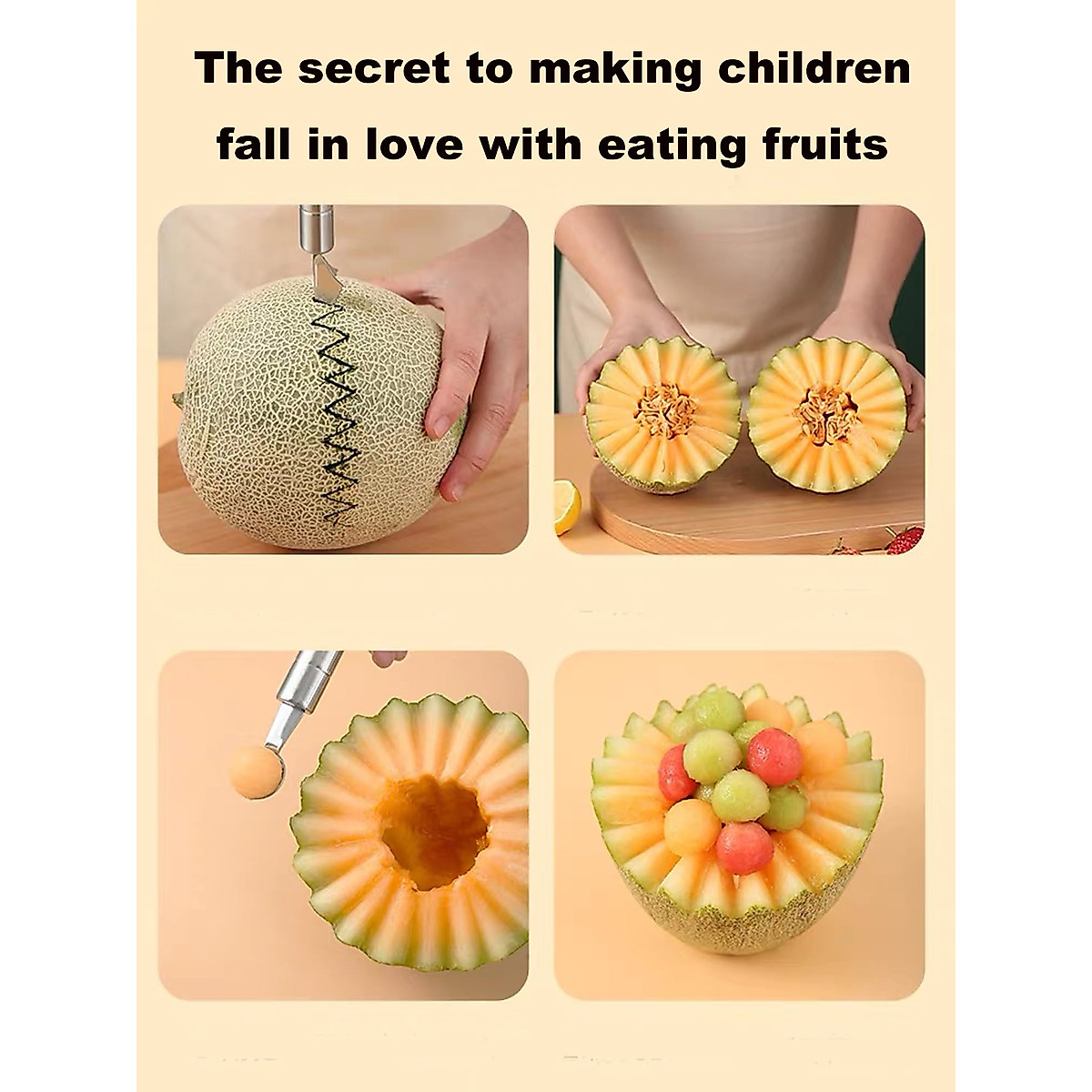 Agirlvct Watermelon Cutter Slicer, Stainless Steel 2-in-1 Fork Slicer & Fruit Digging Spoon,Dual Head Fruit Forks Slicer Knife Tool Set for Home Party Camping Kitchen Restaurant School Gadget(2 Pack)