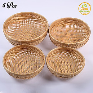 ECO FRIENDLY HOMEWARE VNCK Fruit Holder For Kitchen Countertop, Fruit Bowls For Table Centerpiece, Decorative Bowl, Fruit Bowl For Kitchen Counter (9.8", 11", 11.8", 13.4" diameter, 4 Pcs, Hole)