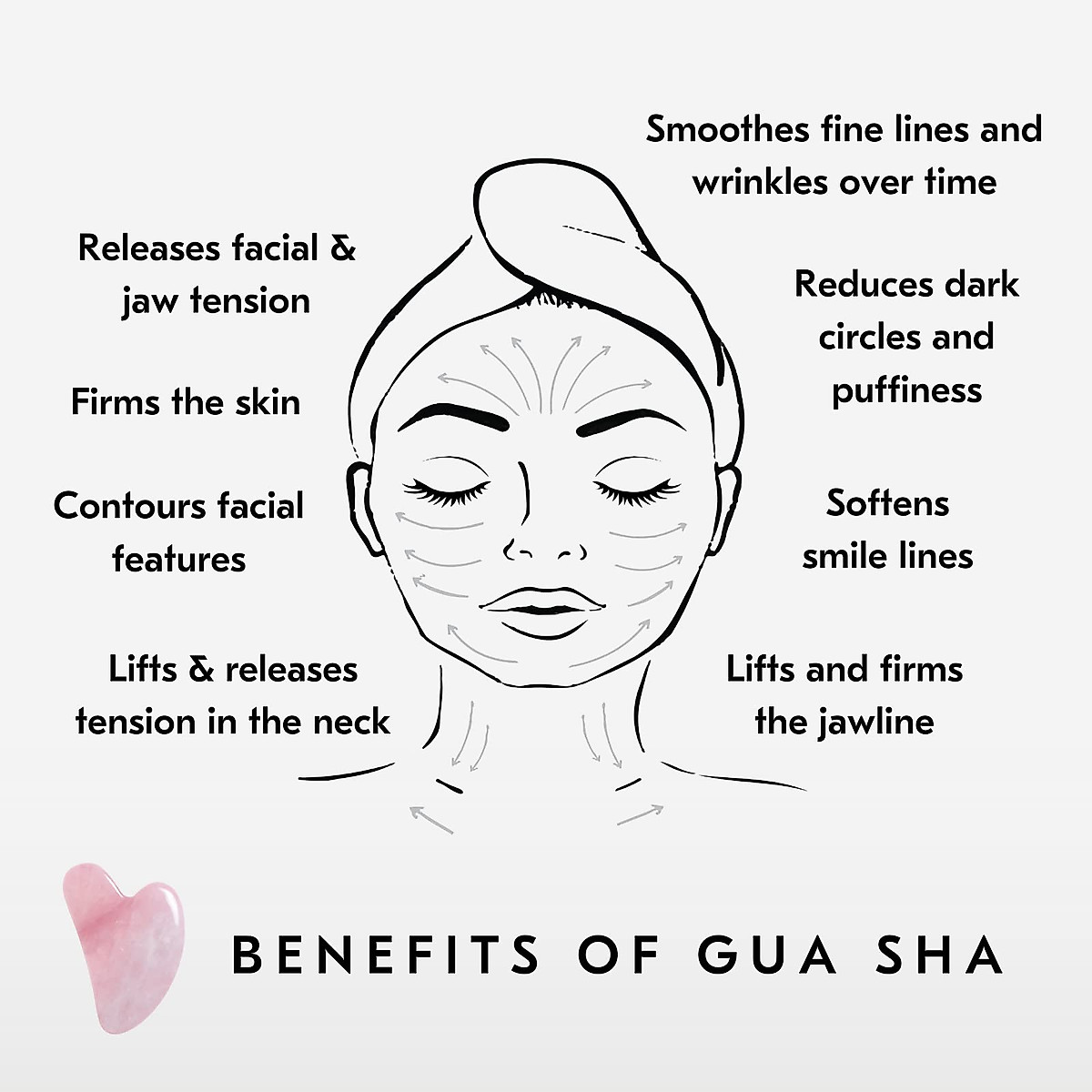 Mount Lai Rose Quartz Gua Sha Facial Tools, Facial Sculptor Skin Care Guasha Tool for Face and Body, Self Care Face Massager to Relieve Muscle Tension and Reduce Puffiness