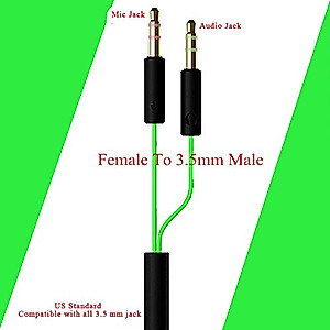 Headset Splitter Cable, Y Shape 4.5 Inch Gold-Plated PVC Audio Cable 3.5mm Female to 2 Male PC Earphone Adapter for Razer Kraken Tiamat Electra BlackShark ManO'War Thresher Nari Gaming Headphones