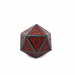 Red Metal D20 F*** Dice Critical Fail F 20 Sided Die Set DND Black Red Gunmetal Color Number for Role Playing Game Dungeons and Dragons D&D Pathfinder Shadowrun and Math Teaching
