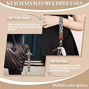 Wristlet Keychain for Women and Men，Key Chain Holder，Wrist Lanyard for Keys(Cow）