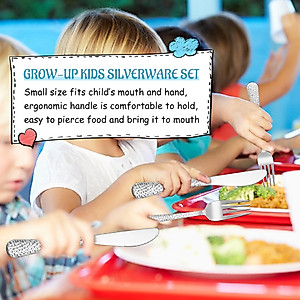 E-far 12-Piece Toddler Silverware, Stainless Steel Kids Preschooler Utensils with Adult Look, Hammered Flatware Includes 4 Forks 4 Spoons 4 Knives, Safe for Self Feeding, Non-Toxic & Dishwasher Safe