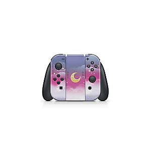 Tacky Design Clouds Skin Compatible with Nintendo Switch Skin Wrap Cover, Moon Skin for Nintendo Switch Stickers, Premium Vinyl 3M Full Wrap Decal, Purple Starry Sky Skin.