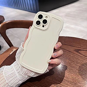 PNATEE Phone Case for iPhone 13 Mini, Solid Color Curly Wave Frame Soft TPU Bumpers Back Phone Cover for iPhone 13 Mini (5.4 inch), Cute iPhone Case for Women Girls, White