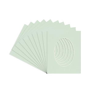 CountryArtHouse Honeydew Green Acid Free 10x20 Oval Picture Frame Mat with White Core Bevel Cut for 8x16 Pictures - Fits 10x20 Frame - Pack of 10 Matboards