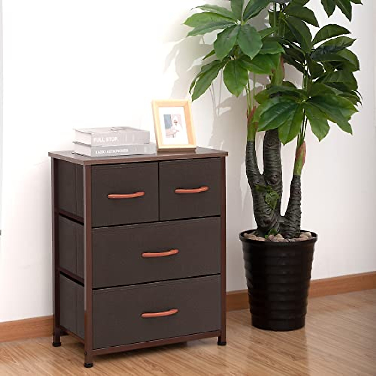 AZL1 Life Concept Dresser Storage Furniture Organizer-Large Standing Chest for Bedroom, Office, Entryway, Living Room and Closet-4 Removable Fabric Drawers, Coffee