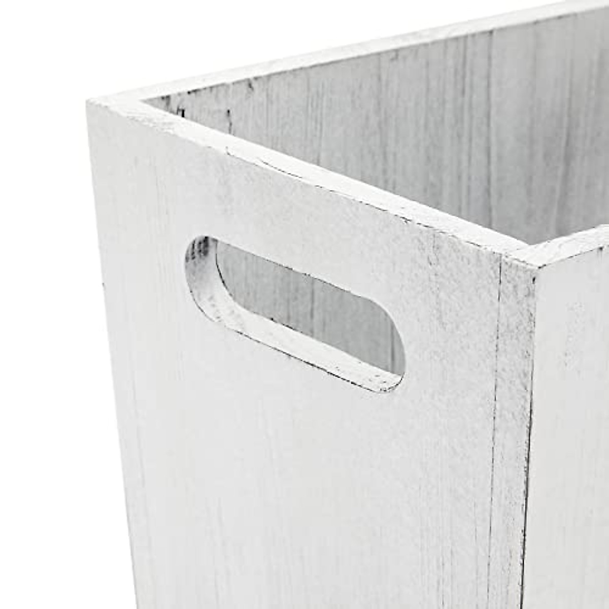 Farmlyn Creek 2 Piece Rustic Bathroom Trash Can Set with Handles for Bedroom, Living Room, Office (White-Washed, 2 Sizes)