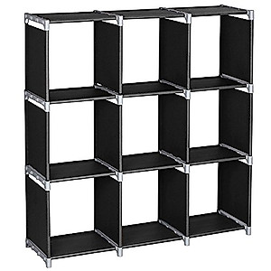 Cube Storage,Closet Organizer Shelves Plastic Storage Cube Organizer DIY Closet Organizer Storage Cabinet Book Shelf Shelving for Bedroom Living Room Office (Black, 3 Tiers 9 Compartments)