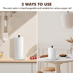 Aheucndg Paper Towel Holder Stand, Black Paper Towel Holder Countertop, with Non-Slip Heavy Marble Base Kitchen, Standing Paper Towel Roll Holder for Kitchen Bathroom (1pack)