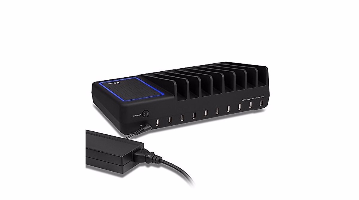 SIIG 90W Smart 10-Port USB Charging Station with Non-Slip Padded Deck ...