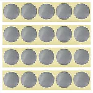 Embossing Sticker CHENJIN 100PCS Blank Self-Adhesive Sealing Metallic Silver Certificate Seals Scallop Edge Stickers Embosser Stamp Embossed Foil Stickers