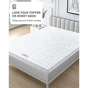 BedStory 2 Inch Premium Memory Foam Mattress Topper, Queen Size Gel Infused Bed Toppers, Soft Foam Pad with Removable Cover
