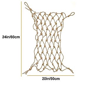 Besimple Parrot Bird Rope Hammock Swing Thick Chew Climbing Net Hemp Rope Ladder Toy Play Gym Hanging Swing Net(24''X20'')