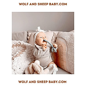 Hollow Teething Tube, Silicone teether, Ages 0+ BPA Free with Cleaning Brush, Teething Straws for Babies, freezable Baby teether, Teething Sticks for Babies(1 Pack) (Sahara) Wolf+Sheep