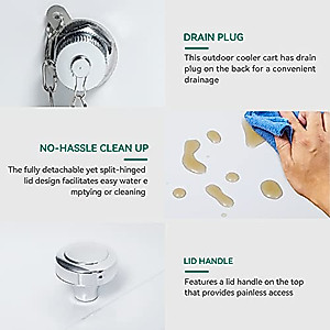 YITAHOME 80 Quart Rolling Cooler Cart with Bottle Opener Drainage, Portable Patio Cooler Rolling on Wheels, Outdoor Rolling Beverage Cart Drink Cooler for Patio Pool Deck Party Cookouts (White)