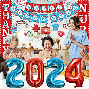 DMIGHT Nurses Week Decorations Set Include Thank You Nurses Porch Banners, Happy Nurses Week Banners, Hanging Swirls, Foil Balloons for Medical Party, RN Themed Party, Doctor Nursing Event Celebration